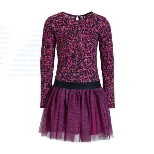 B.Nosy Jurk met all over print fuchsia/zwart Roze Meisjes Polyester Opstaande kraag - Vergelijk ...