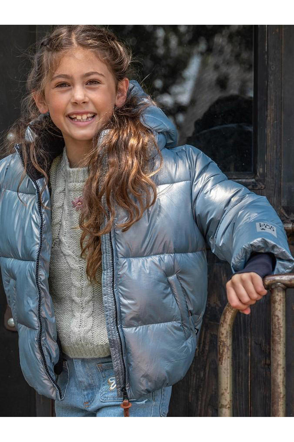 Like Flo gewatteerde winterjas metallic blauw | kleertjes.com