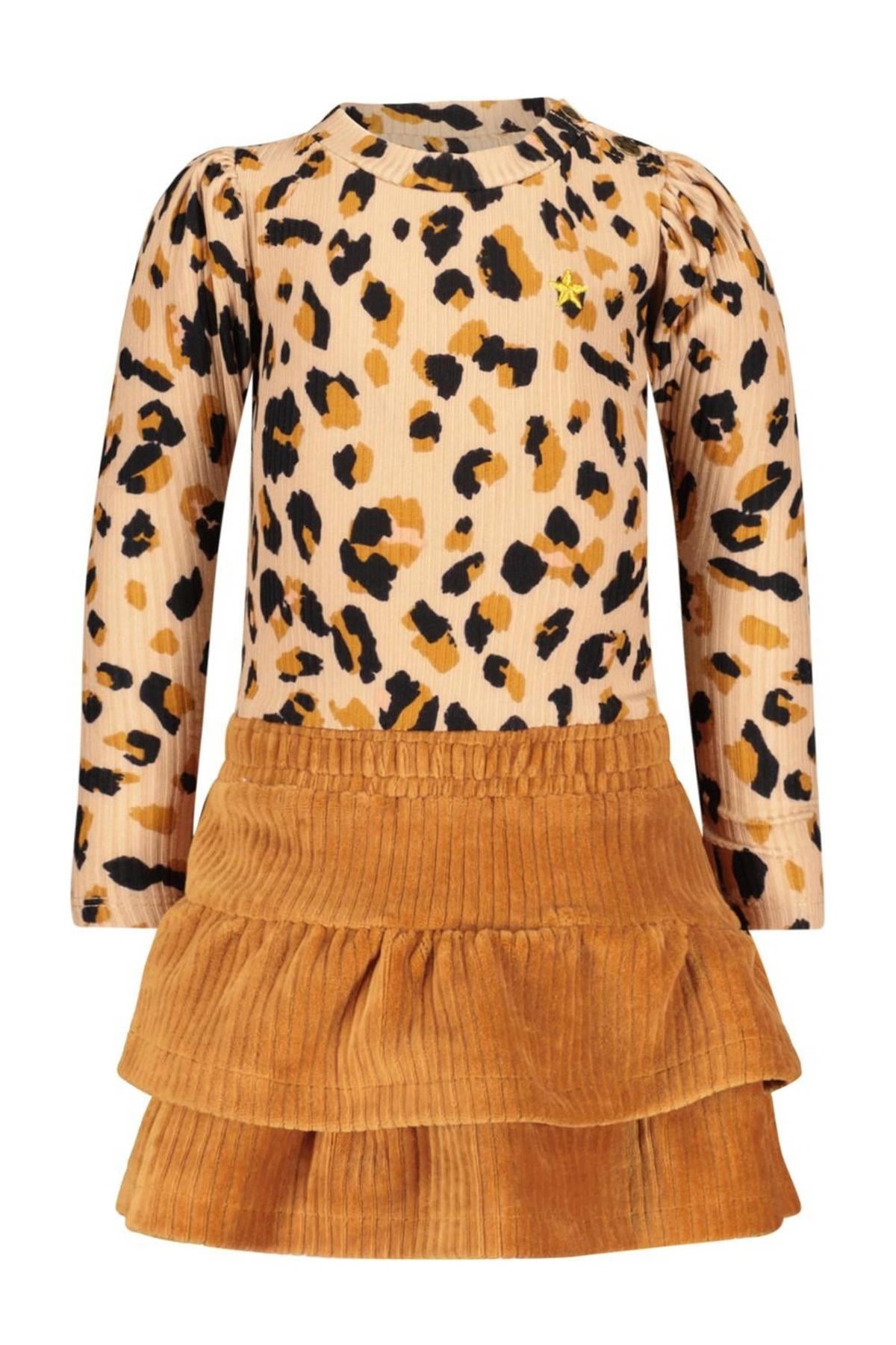 Like Flo jurk met dierenprint karamel/beige | kleertjes.com
