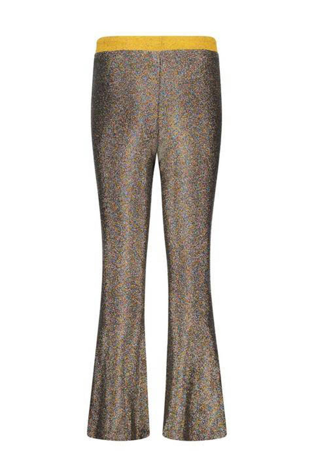 Like Flo flared broek met glitters bruin/oker | kleertjes.com