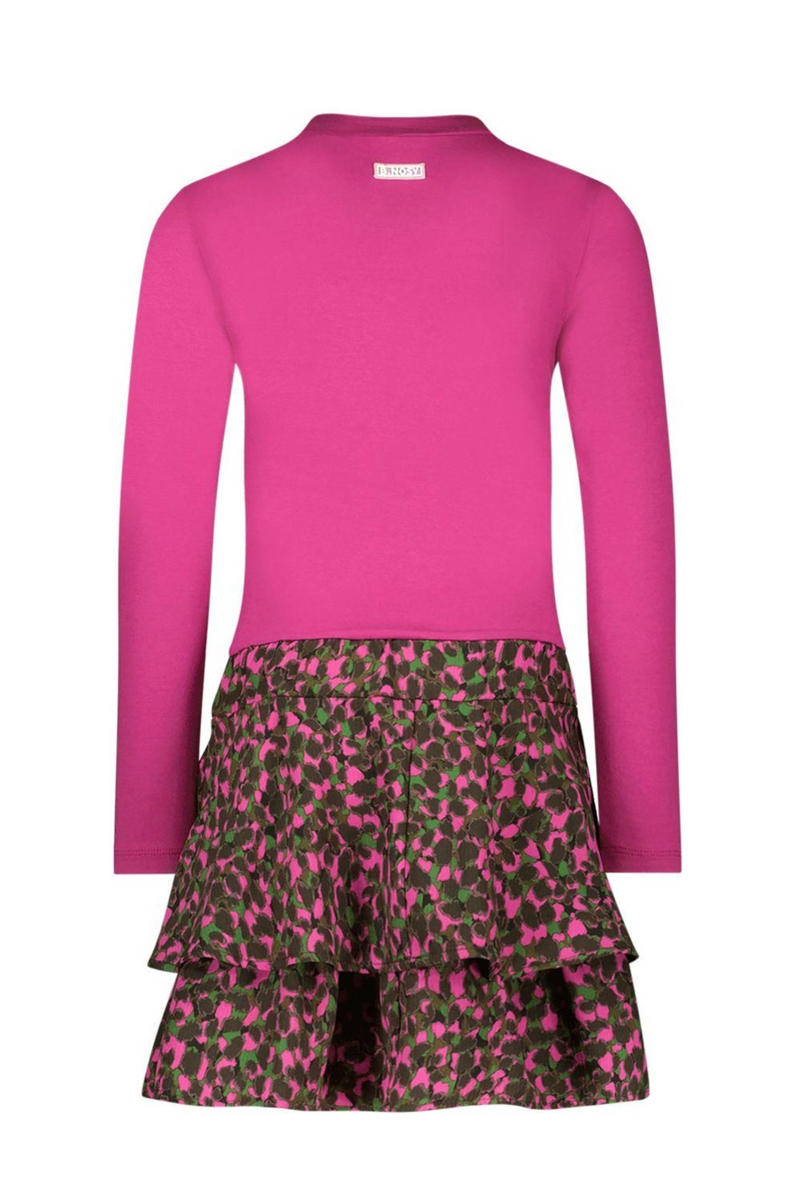 B.Nosy jurk B.AWESOME met all over print fuchsia/groen/blauw | kleertjes.com