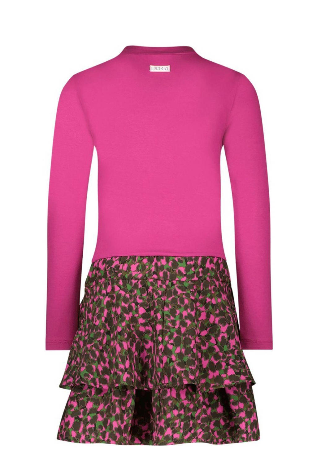 B.Nosy jurk B.AWESOME met all over print fuchsia/groen/blauw | kleertjes.com