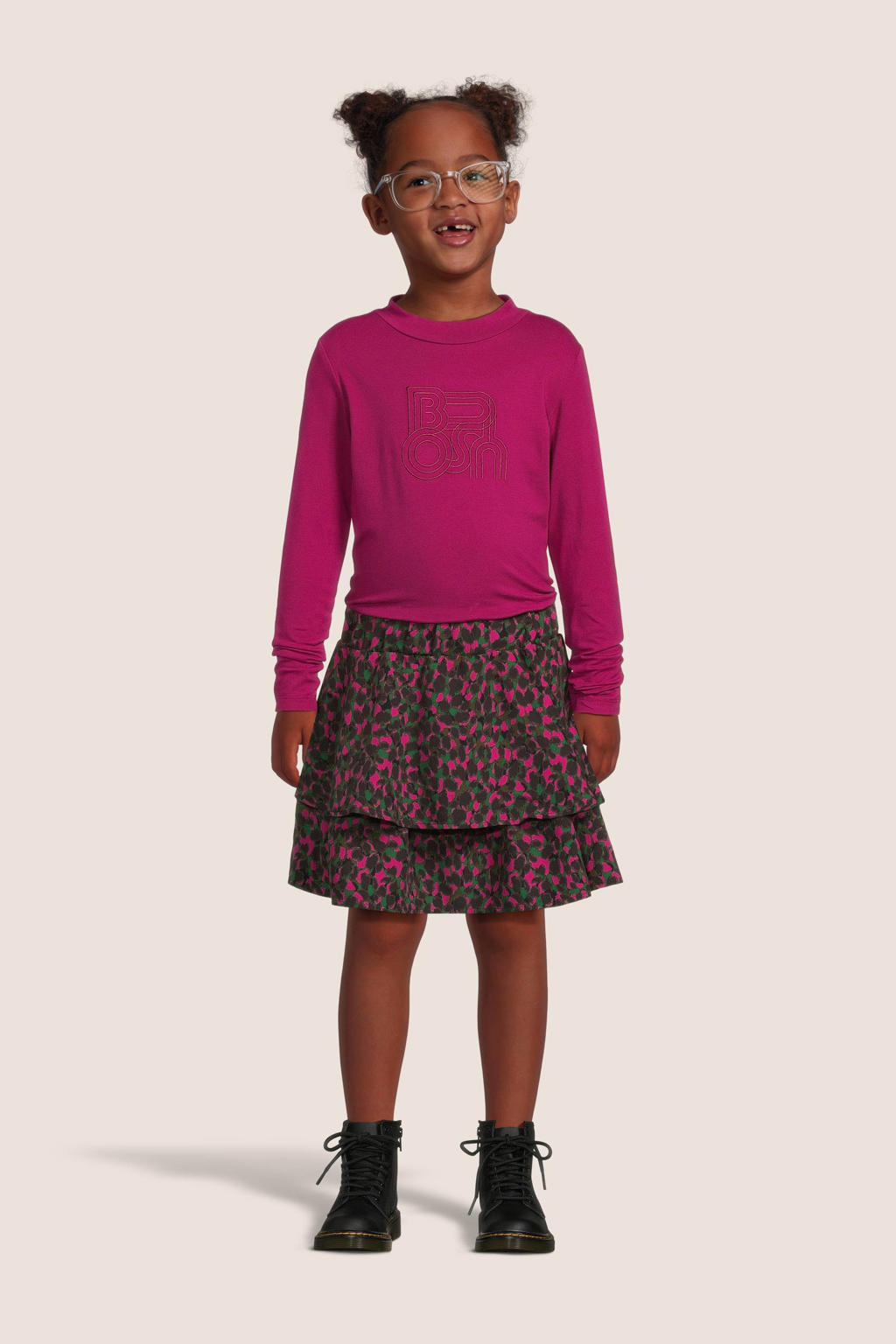 B.Nosy jurk B.AWESOME met all over print fuchsia/groen/blauw | kleertjes.com