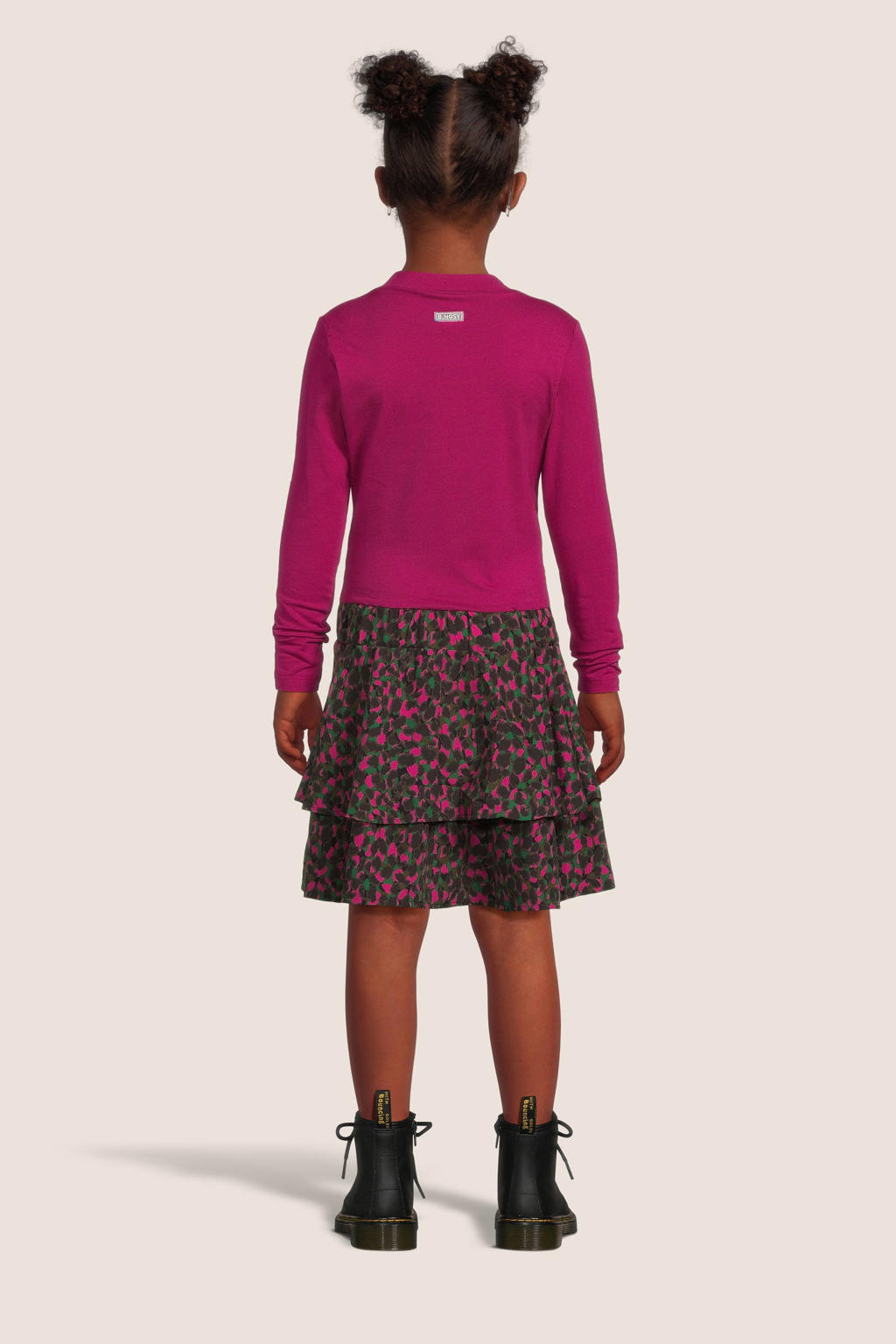 B.Nosy jurk B.AWESOME met all over print fuchsia/groen/blauw | kleertjes.com