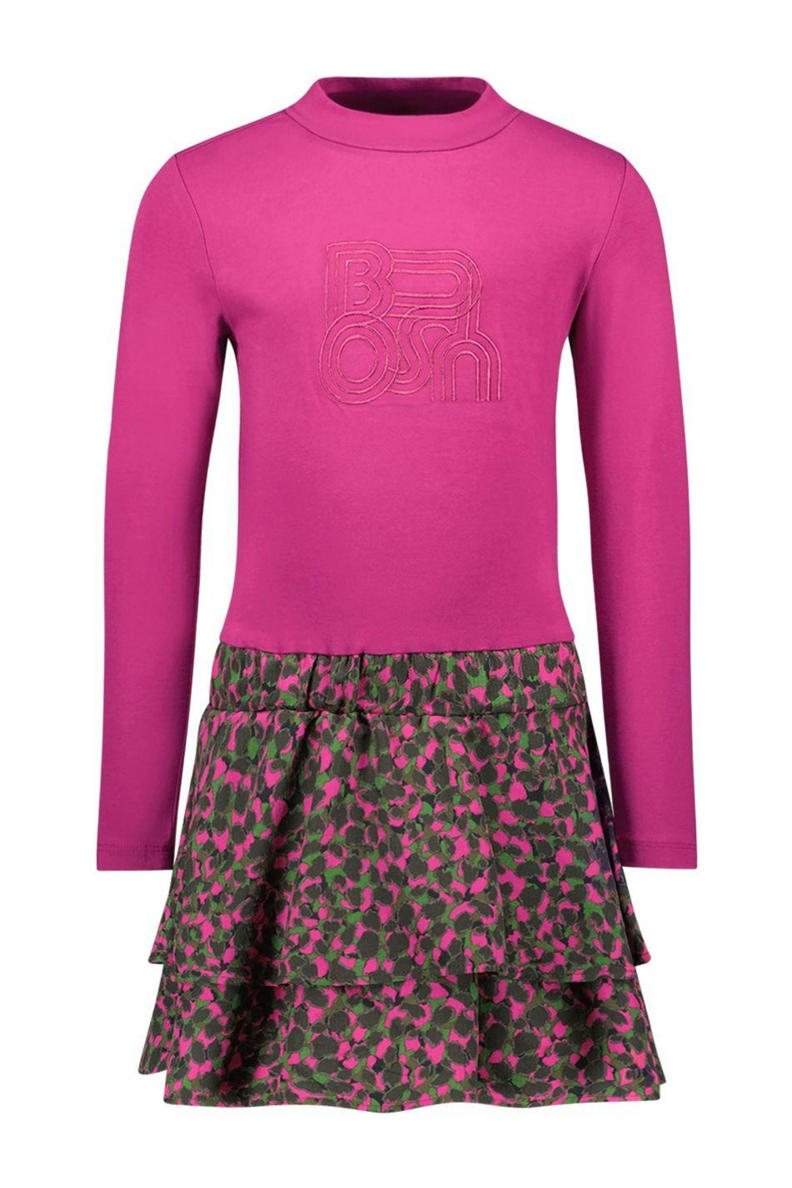 B.Nosy jurk B.AWESOME met all over print fuchsia/groen/blauw | kleertjes.com