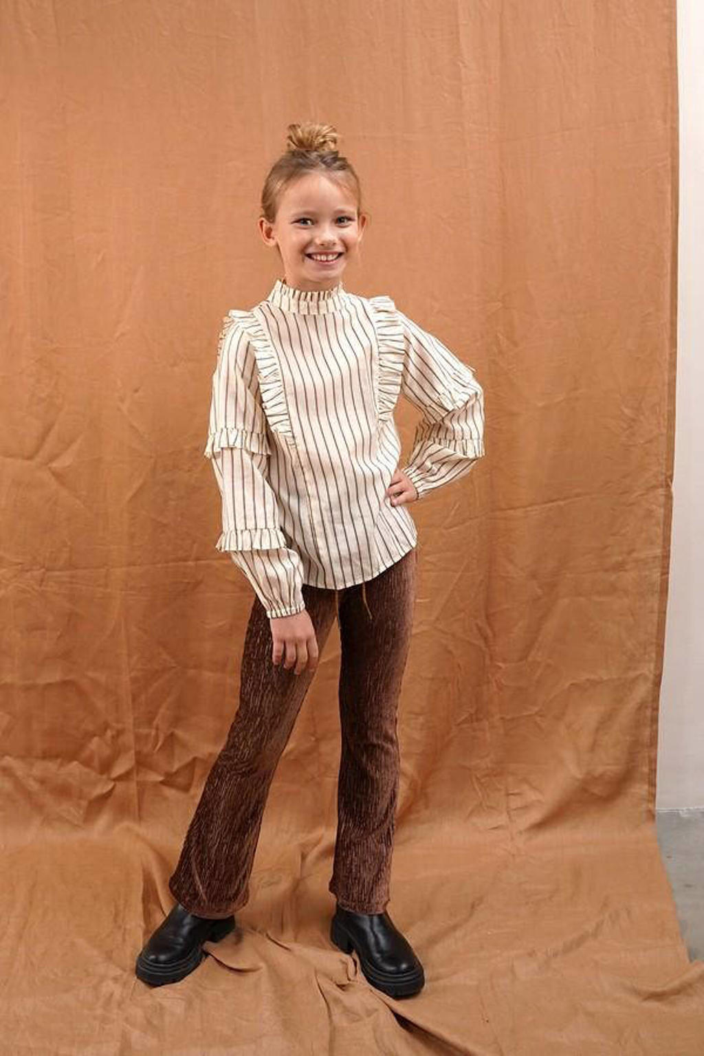 Like Flo flared broek koffiebruin | kleertjes.com