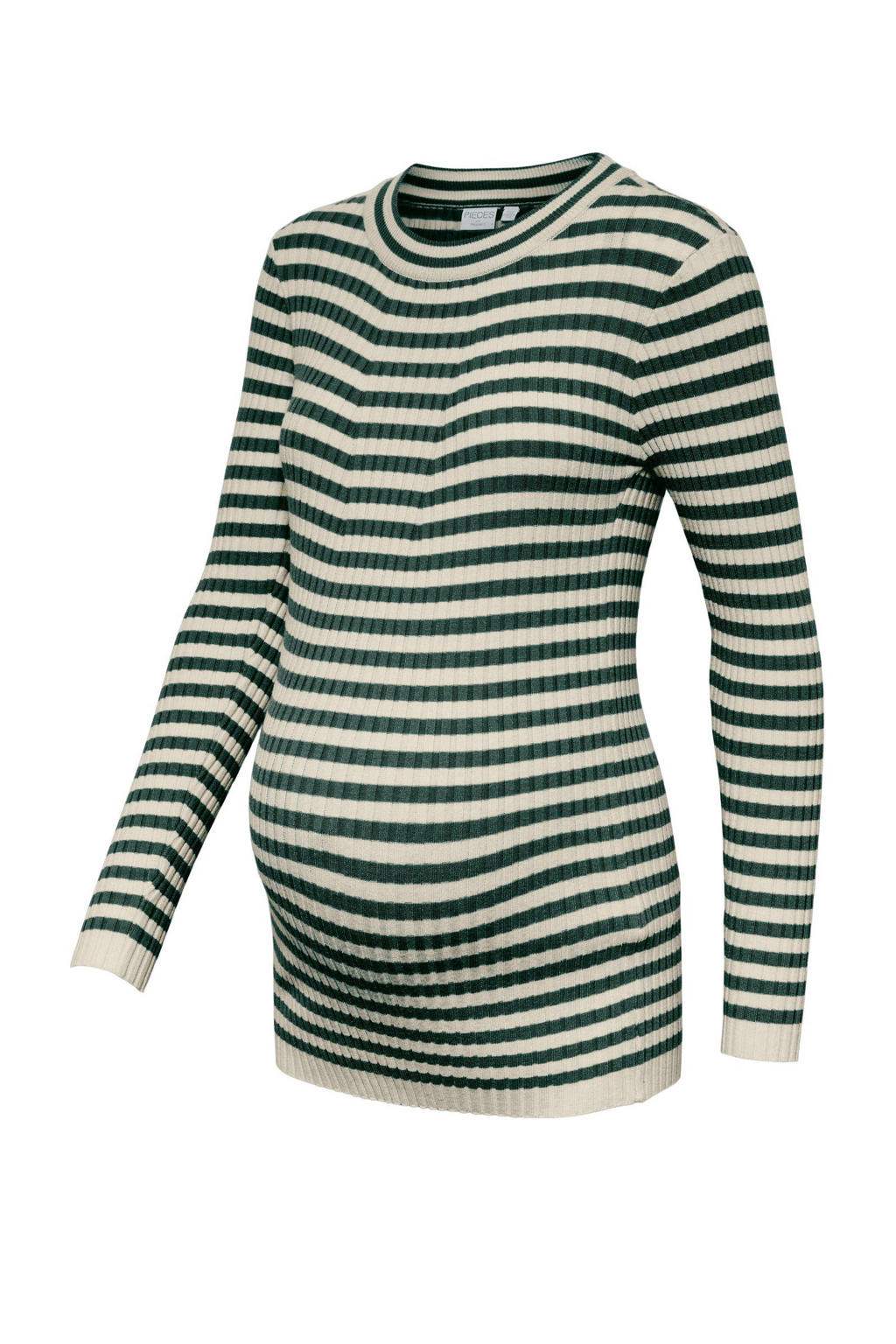 PIECES Maternity gestreepte zwangerschapstrui PMCRISTA groen/ecru ...
