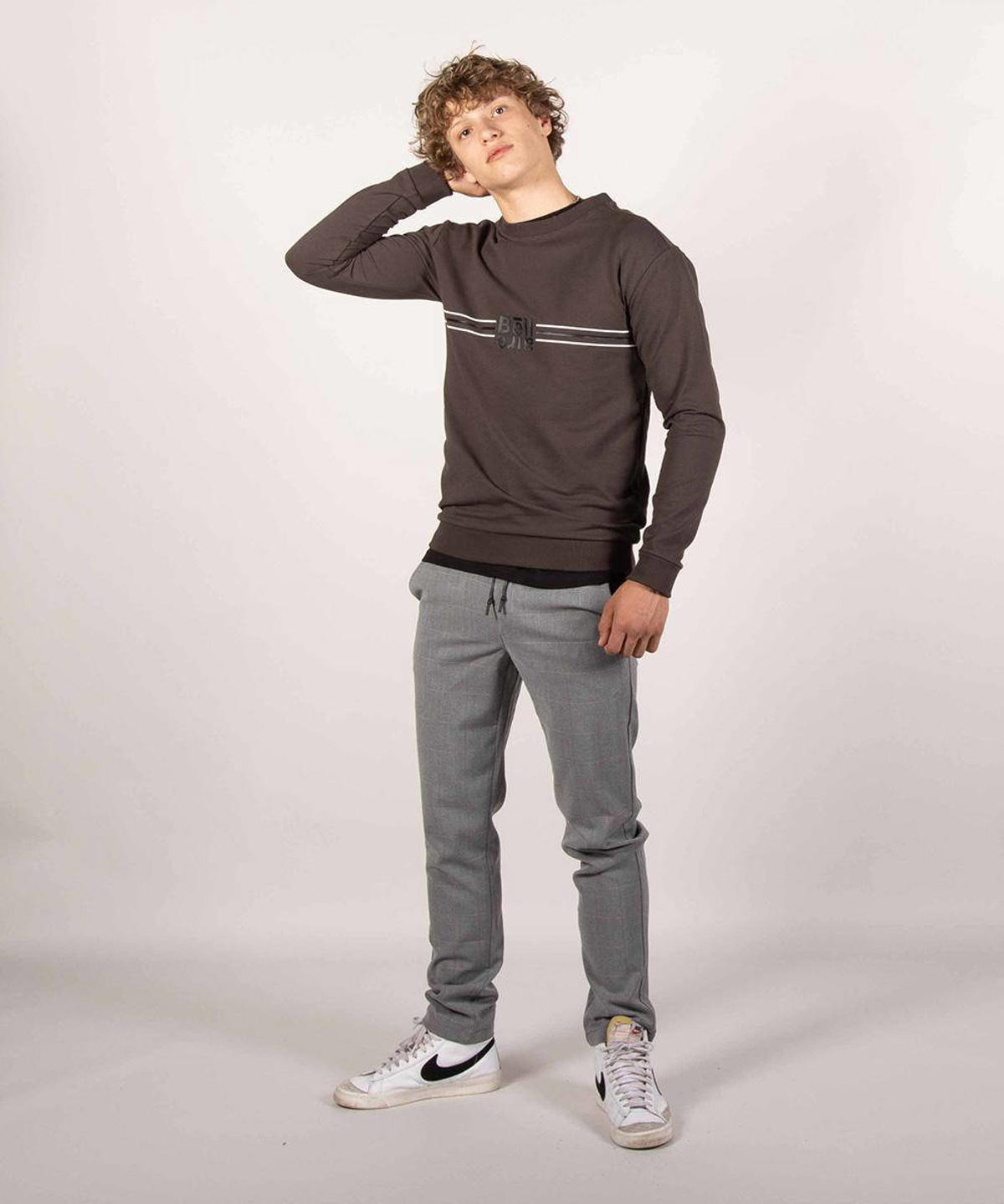 Bellaire sweater met printopdruk donkerbruin | kleertjes.com