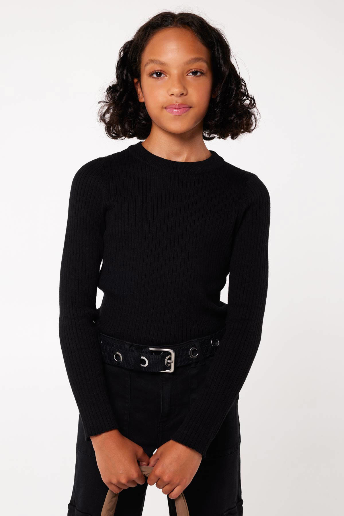 America Today ribgebreide trui Kim JR zwart | kleertjes.com