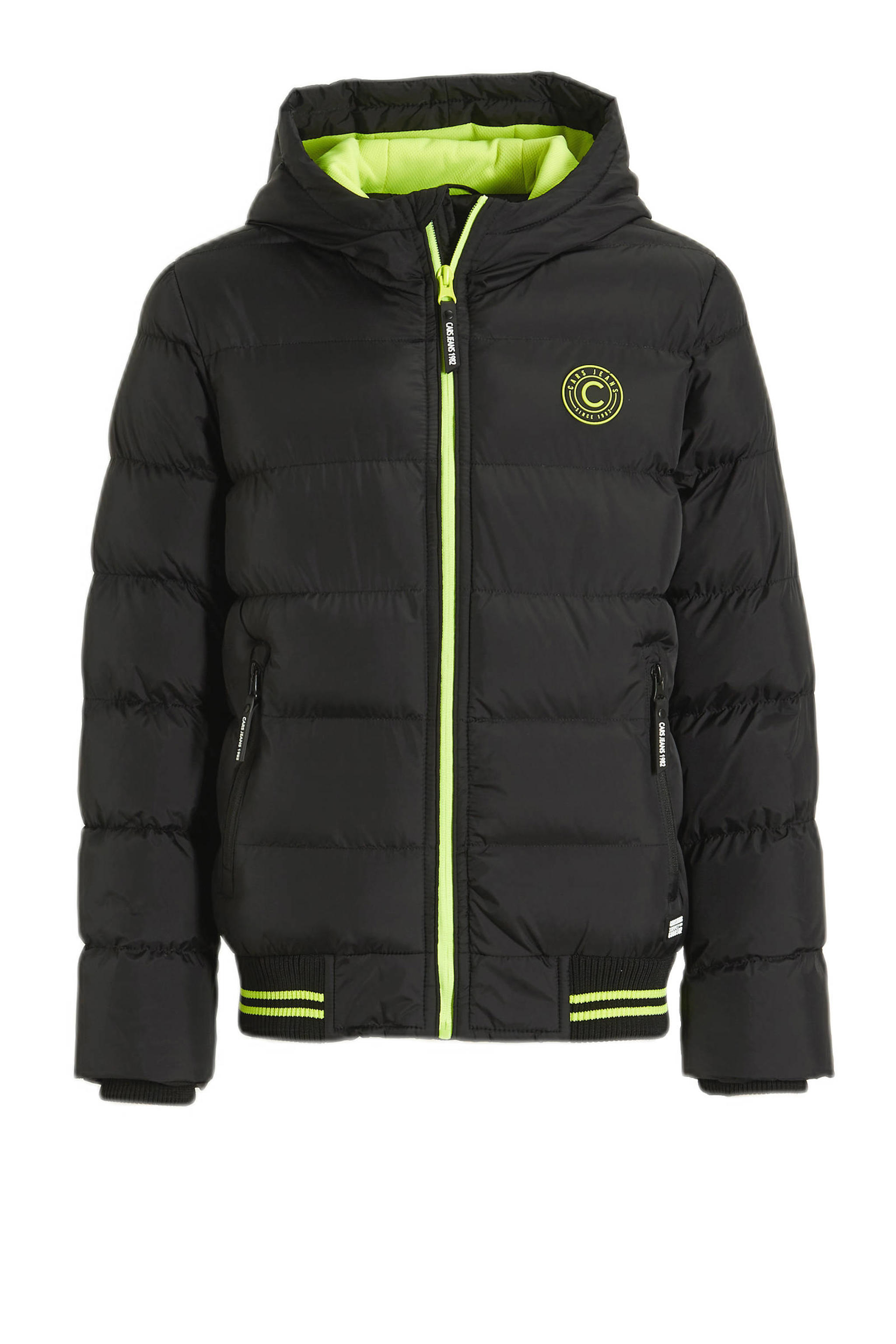 Cars gewatteerde winterjas ARRAM zwart/neon geel | kleertjes.com