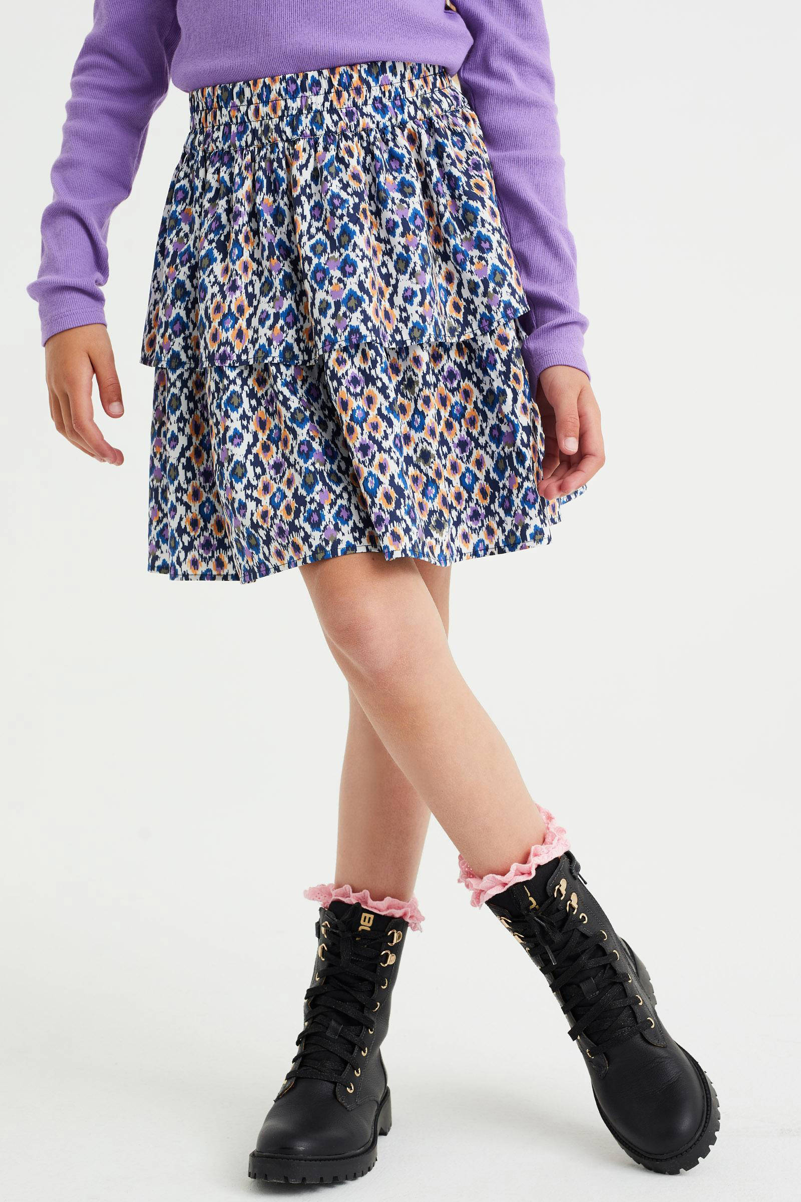 WE Fashion rok van polyester blauw/paars/roze | kleertjes.com