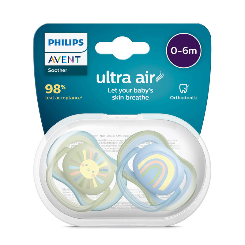 Philips AVENT Ultra Air fopspeen 0-6M 2 stuks SCF085/58 | kleertjes.com