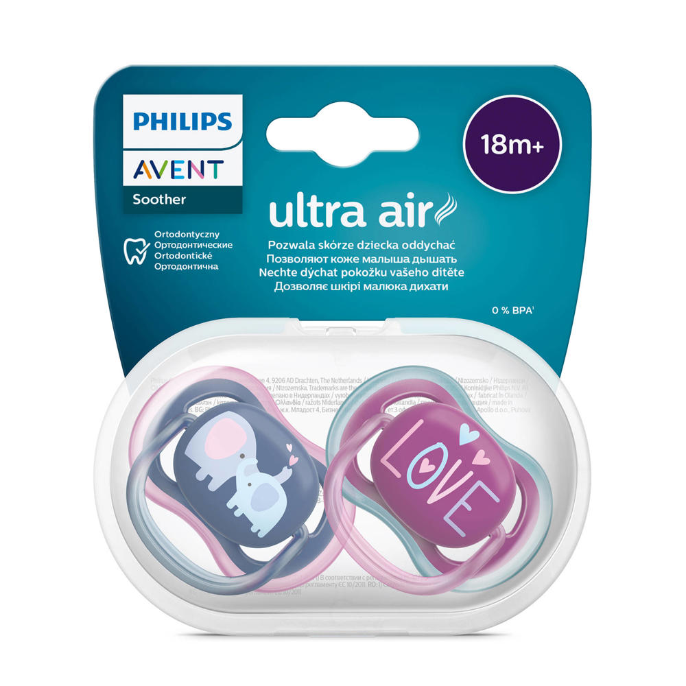 Philips AVENT Ultra Air Fopspeen 18M+ 2 stuks SCF349/22 | kleertjes.com