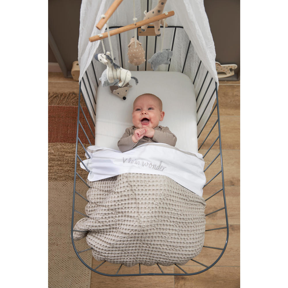 Meyco baby ledikantdeken wafel teddy greige | kleertjes.com