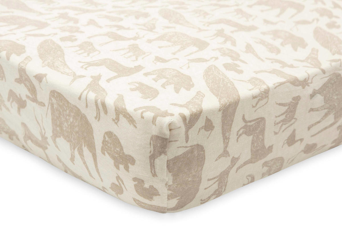 Jollein katoenen jersey wieg hoeslaken 40/50x80/90cm Animals - Nougat ...
