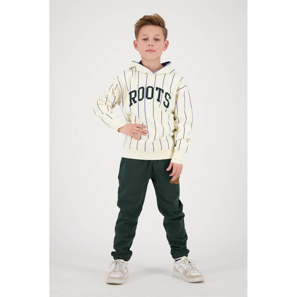 Vingino gestreepte hoodie Nitop ecru/donkerblauw | kleertjes.com