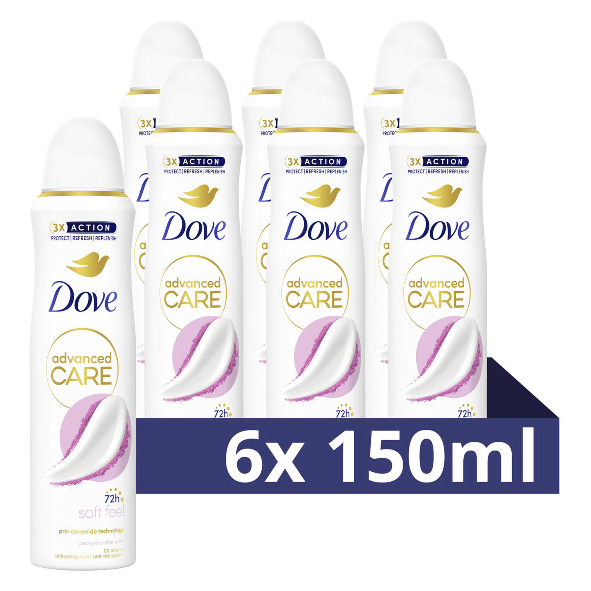 Dove Advanced Care Soft Feel anti-transpirant deodorant spray - 6 x 150 ...