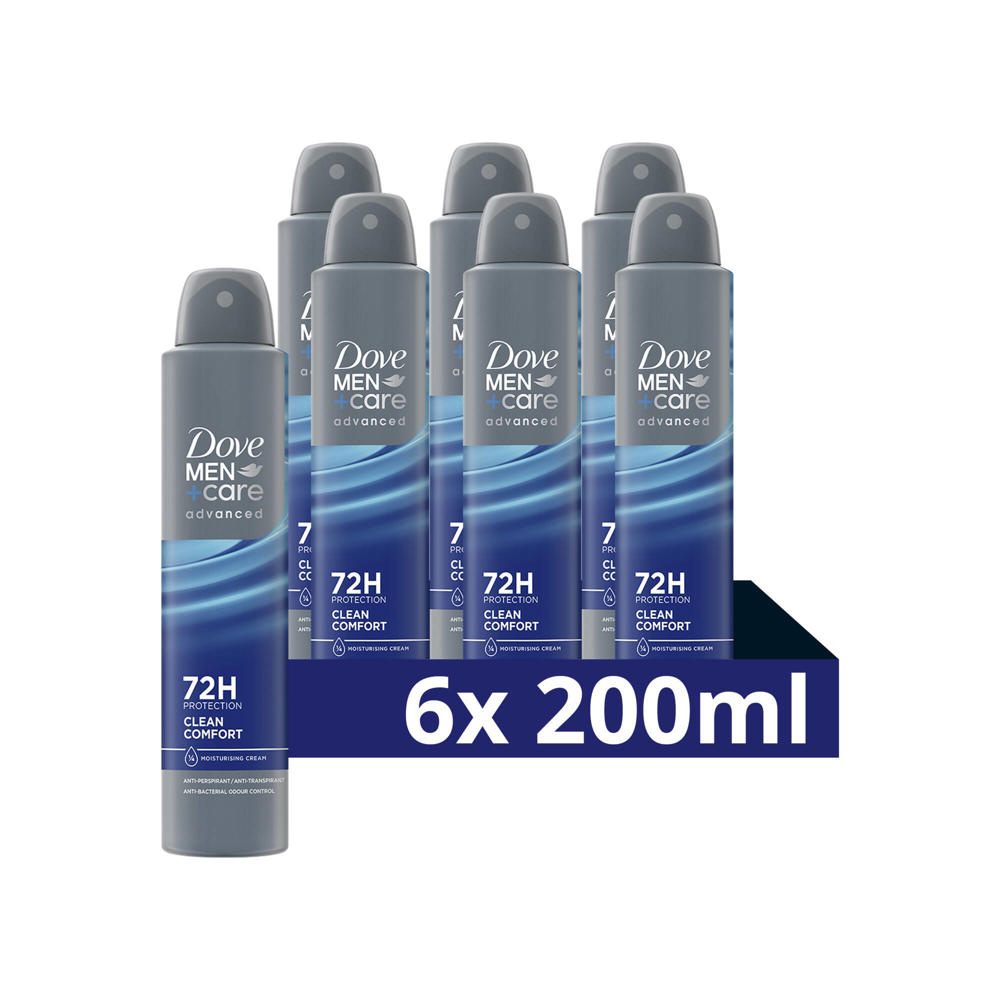 Dove Men+Care Advanced Clean Comfort anti-transpirant deodorant spray - 6 x 200 ml | kleertjes.com