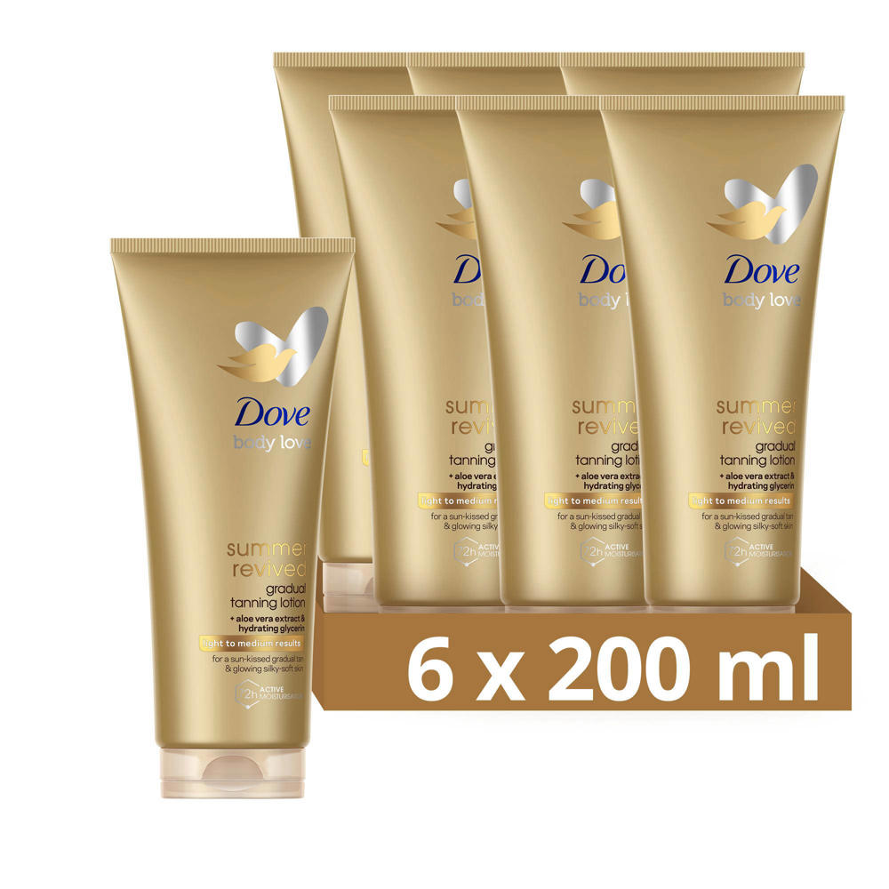 Dove Body Love Summer Revived Light-Medium zelfbruinende bodylotion - 6 x 200 ml | kleertjes.com