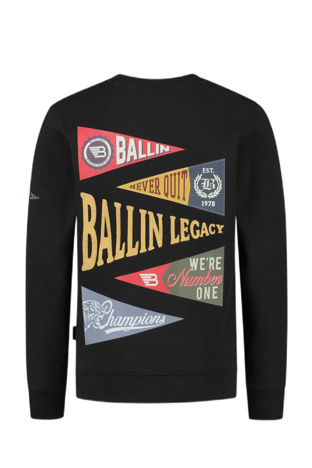 Ballin sweater met backprint zwart | kleertjes.com