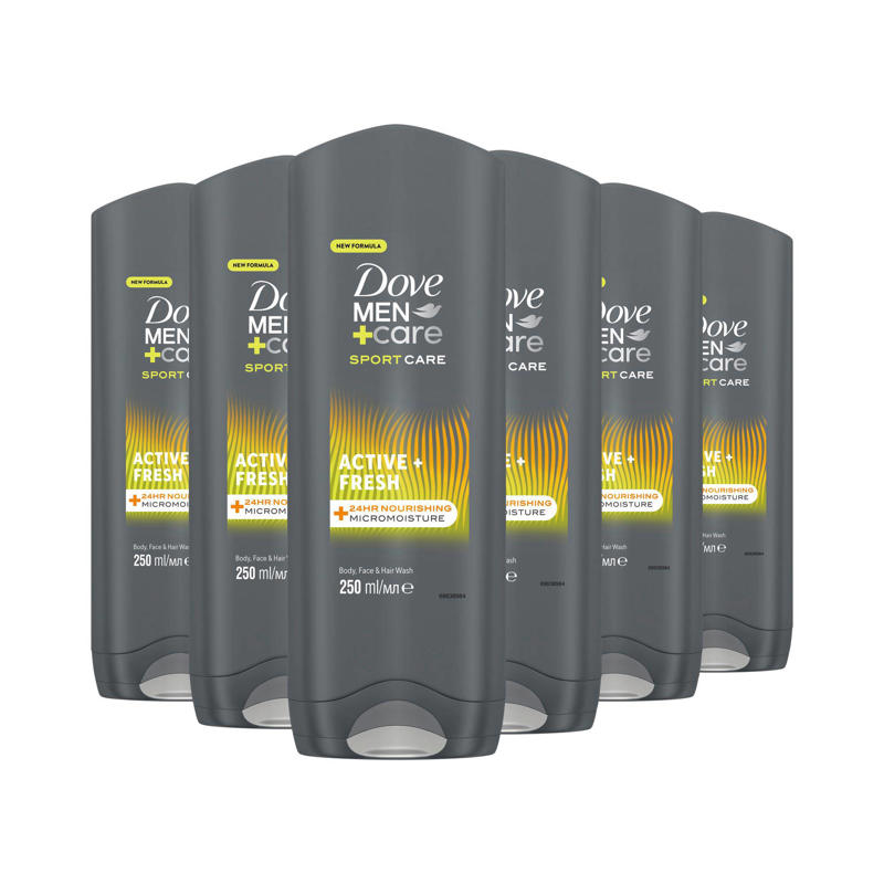 Dove Men+Care Sport Care Active+Fresh 3-in-1 douchegel - 6 x 250 ml ...