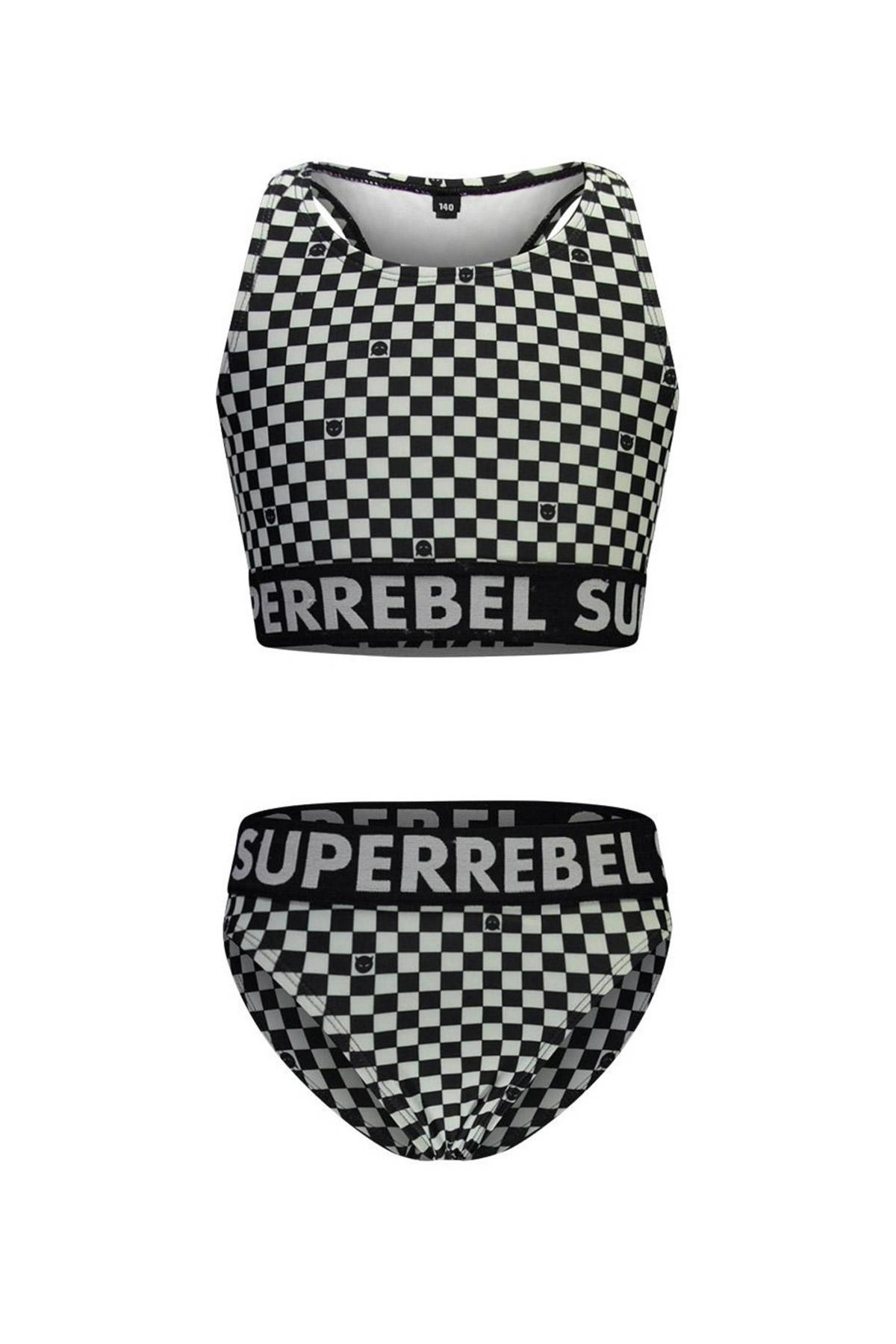 SuperRebel crop bikini Carmel zwart/mintgroen | kleertjes.com