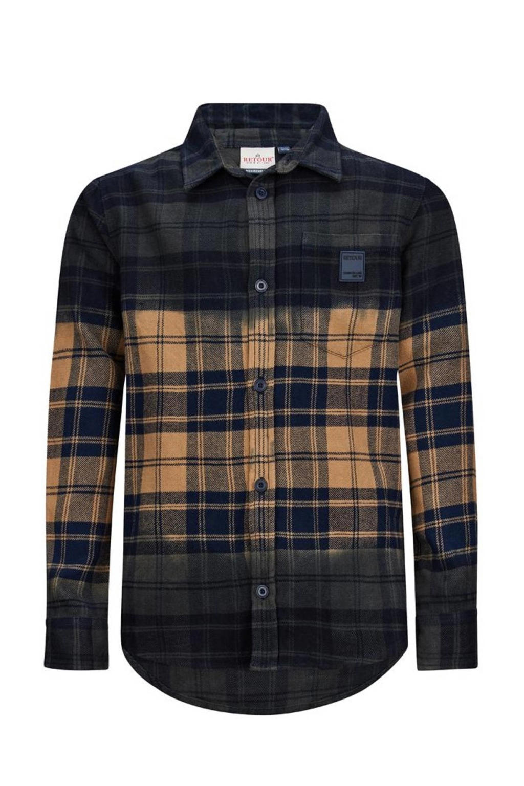 Retour Jeans geruit overhemd Timon beige/donkerblauw/groen | kleertjes.com
