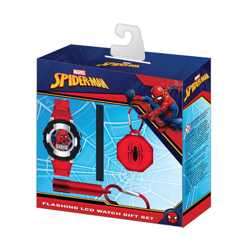 Accutime LCD Watch Gift Set Spider-Man | kleertjes.com