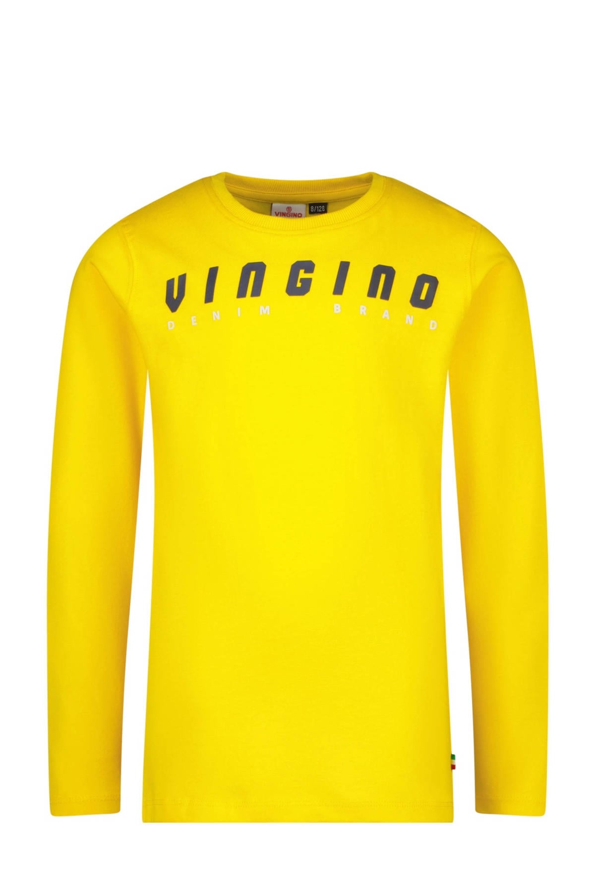 Vingino longsleeve Logo-Longsleeve met tekst geel/zwart | kleertjes.com