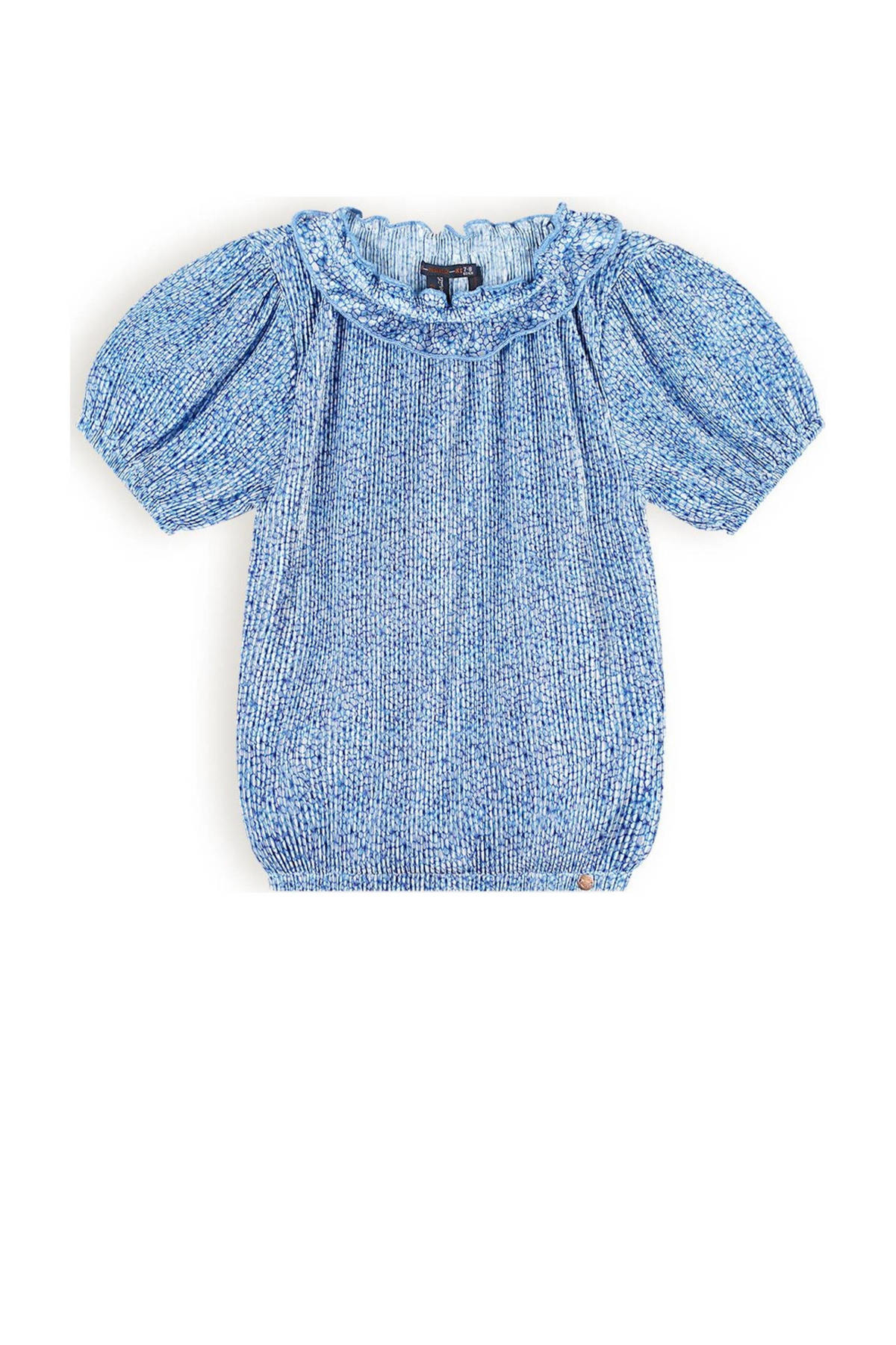 NONO top Kessa met all over print en textuur lichtblauw | kleertjes.com
