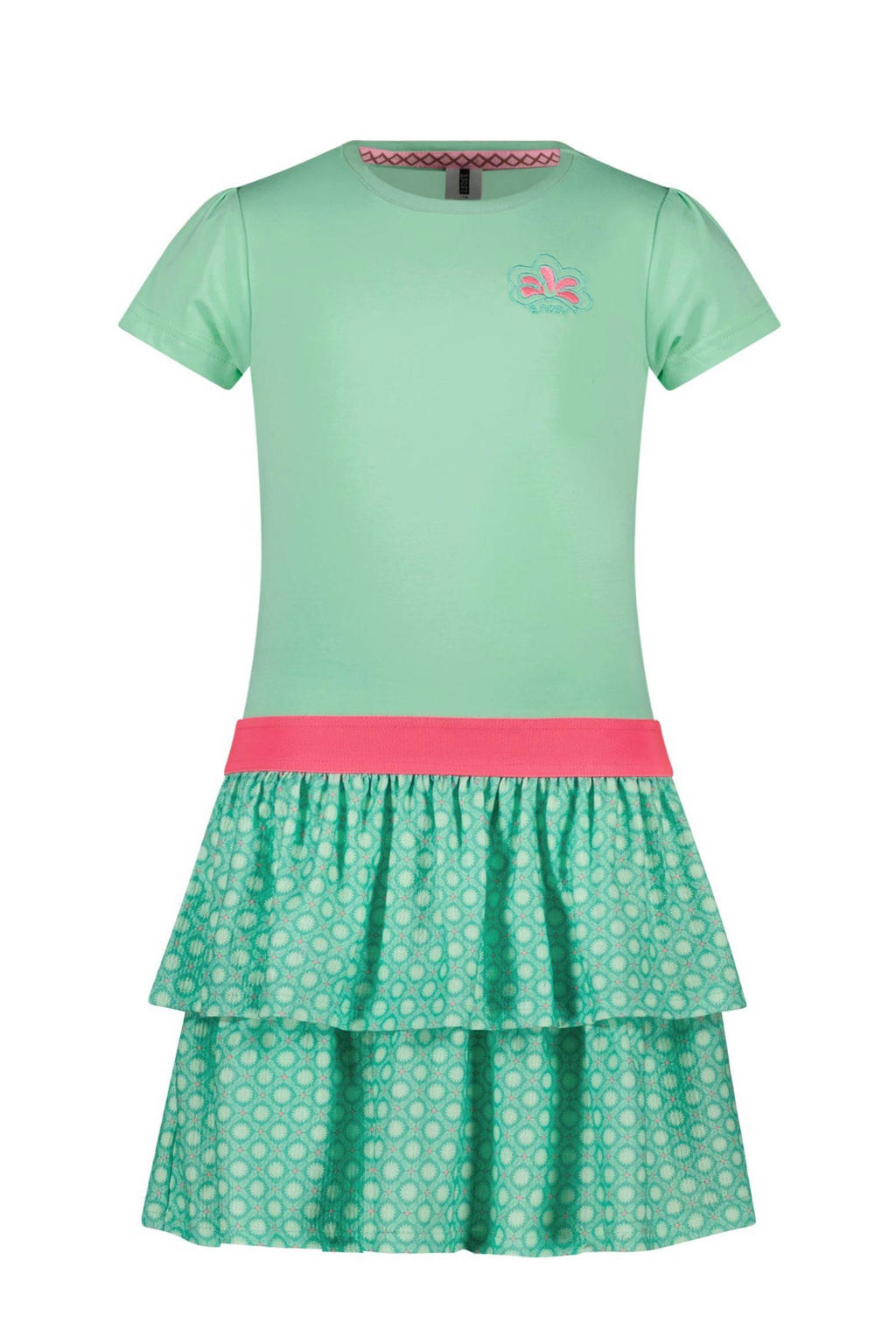 B.Nosy jurk met all over print mintgroen/felroze | kleertjes.com