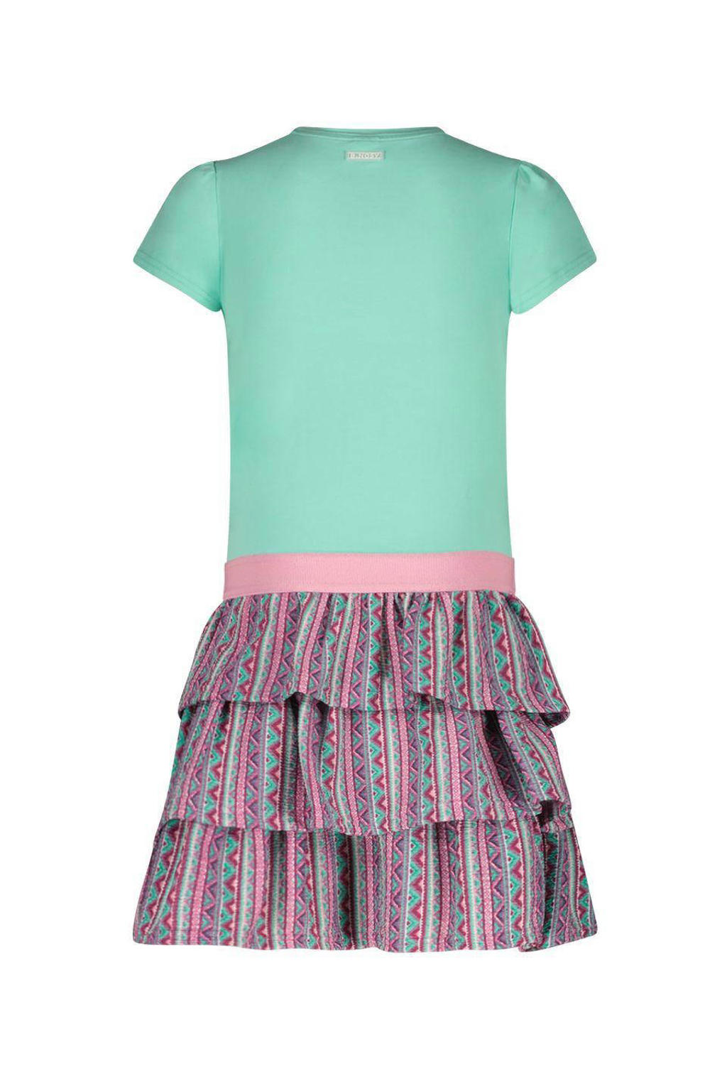 B.Nosy jurk met all over print mintgroen/roze/fuchsia | kleertjes.com