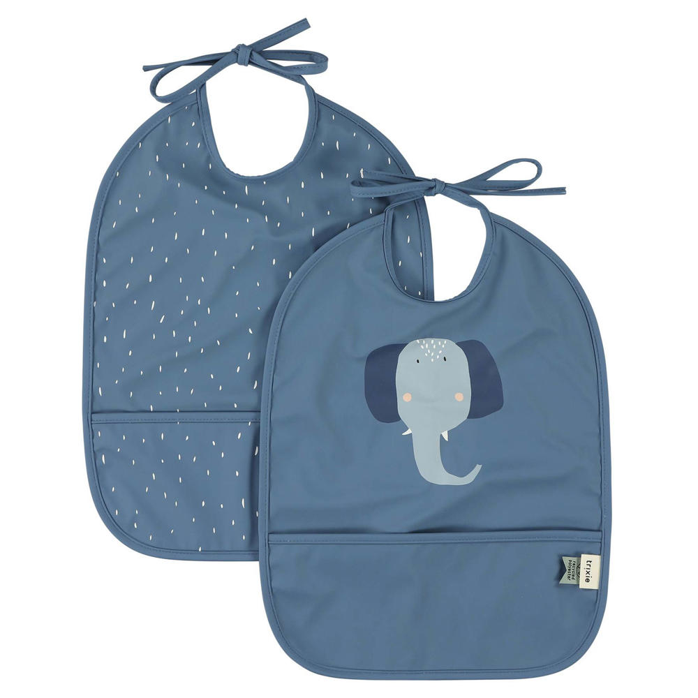 Trixie afwasbaar slabbetje - set van 2 Mrs. Elephant | kleertjes.com