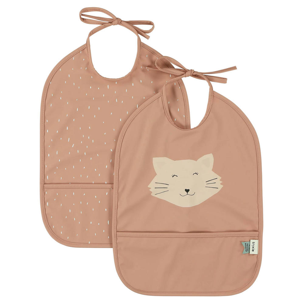 Trixie afwasbaar slabbetje - set van 2 Mrs. Cat | kleertjes.com