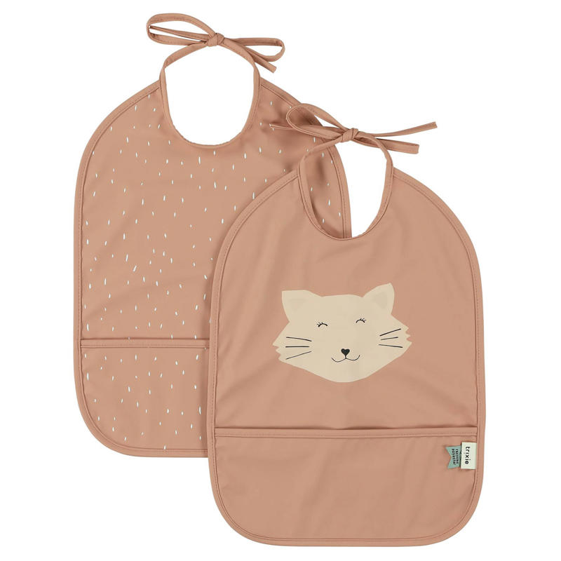 Trixie afwasbaar slabbetje - set van 2 Mrs. Cat | kleertjes.com