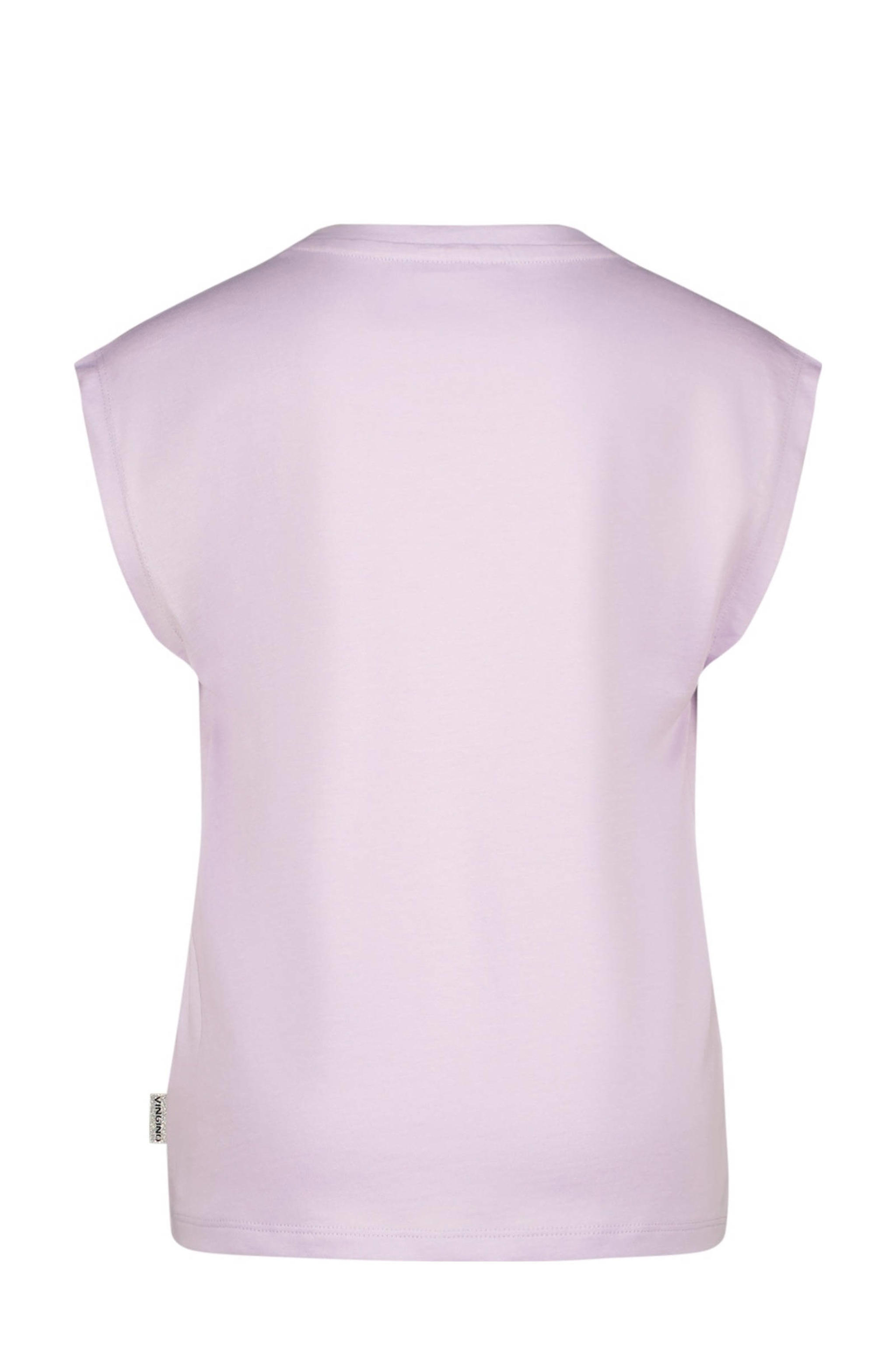 Vingino T-shirt Henya met printopdruk lila | kleertjes.com