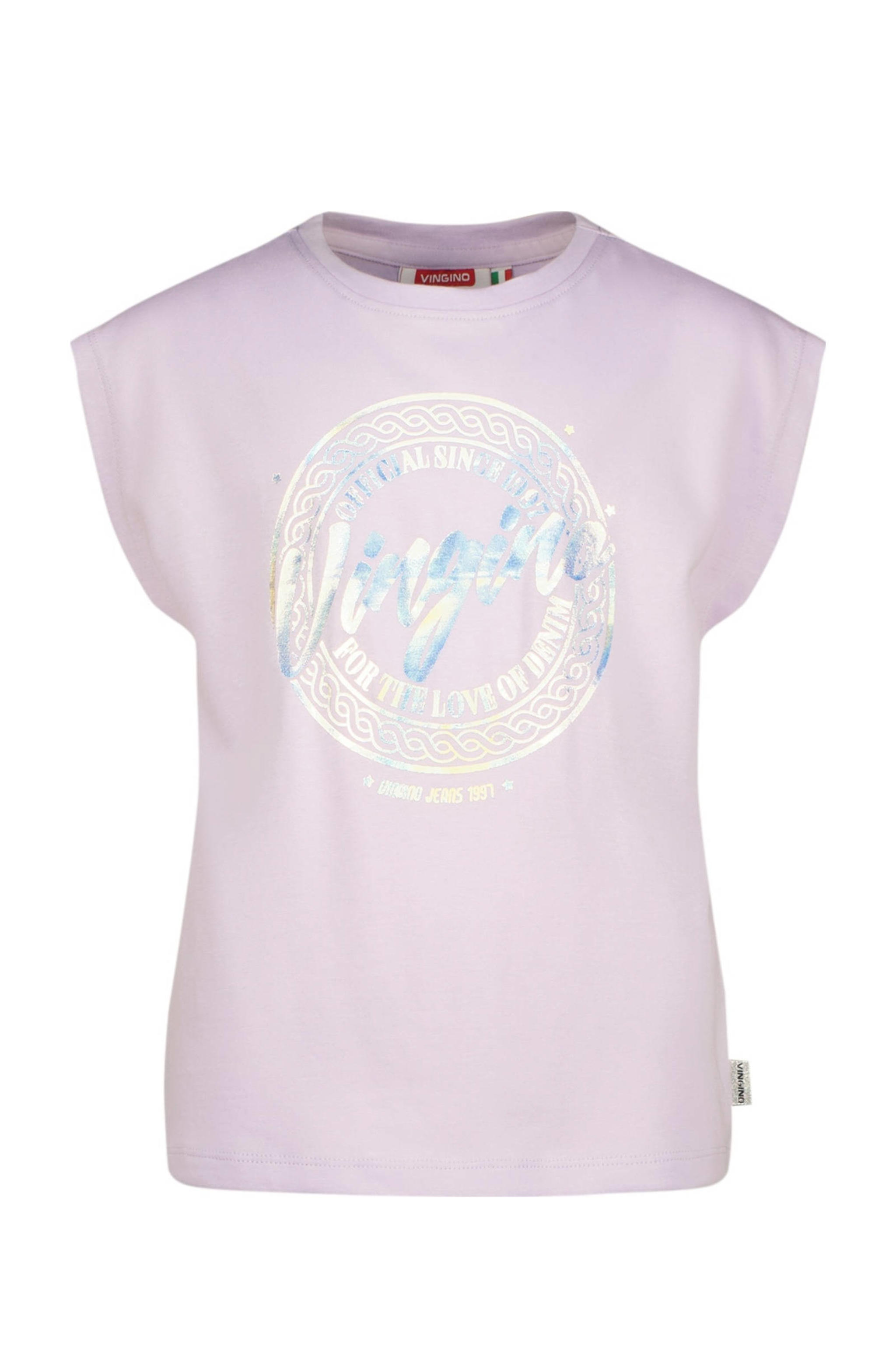 Vingino T-shirt Henya met printopdruk lila | kleertjes.com