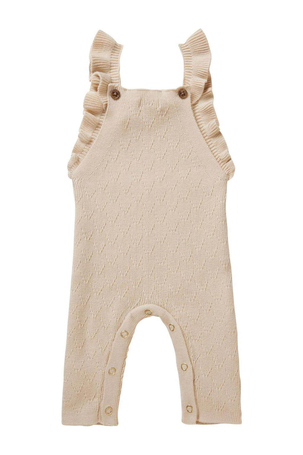 Noppies baby regular fit tuinbroek Dungaree Chantilly beige | kleertjes.com