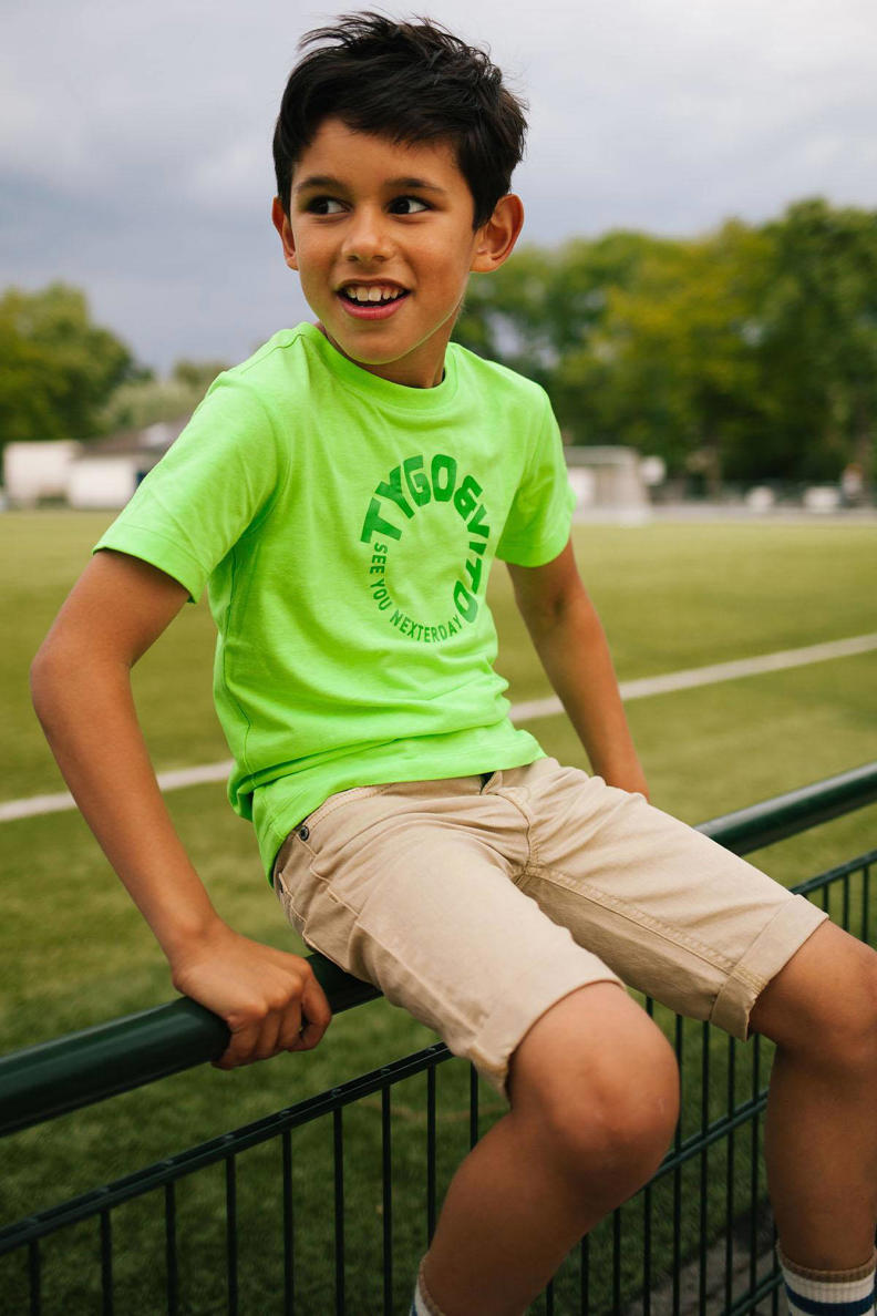 TYGO & vito T-shirt James met logo neongroen | kleertjes.com