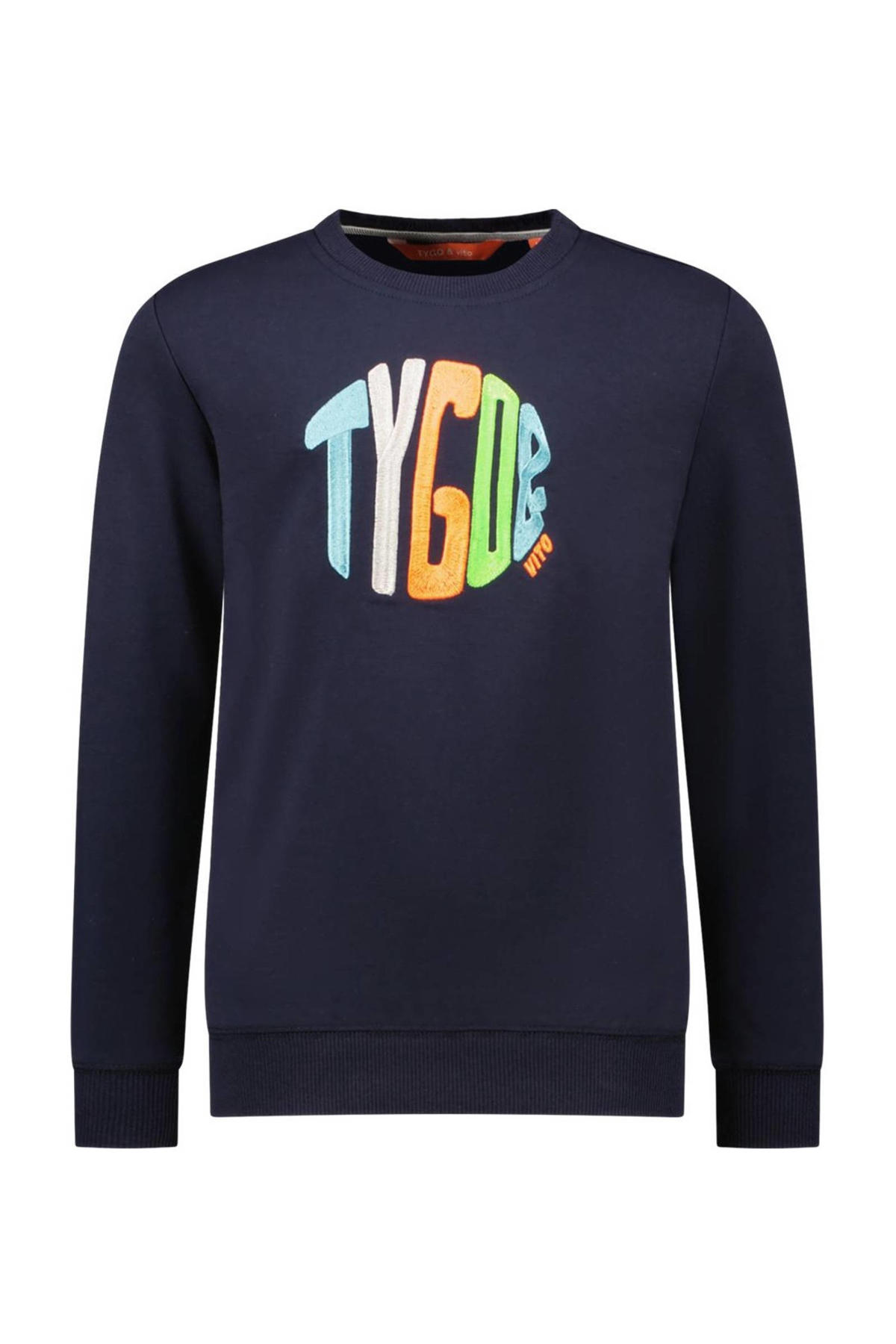 TYGO & vito sweater Sem met logo donkerblauw/multi | kleertjes.com