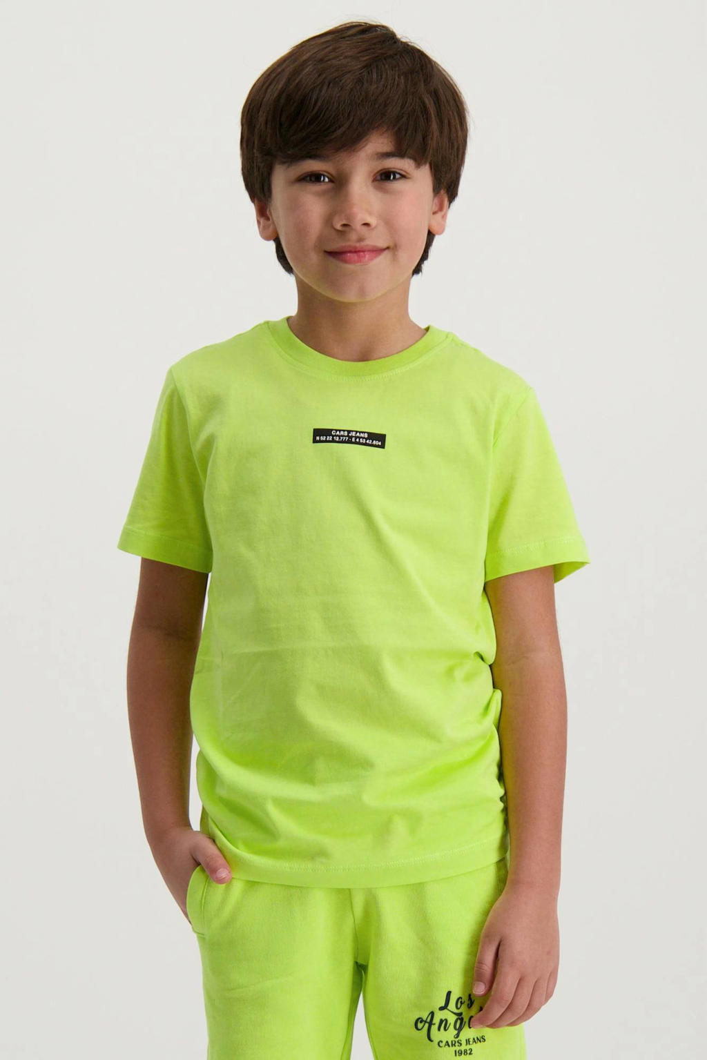 Cars T-shirt SONO met tekst neon geel | kleertjes.com