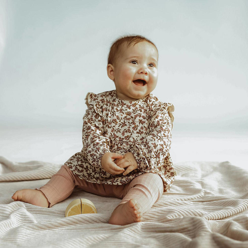 Your Wishes baby longsleeve Pera met fruitprint en ruches ecru/oudroze ...