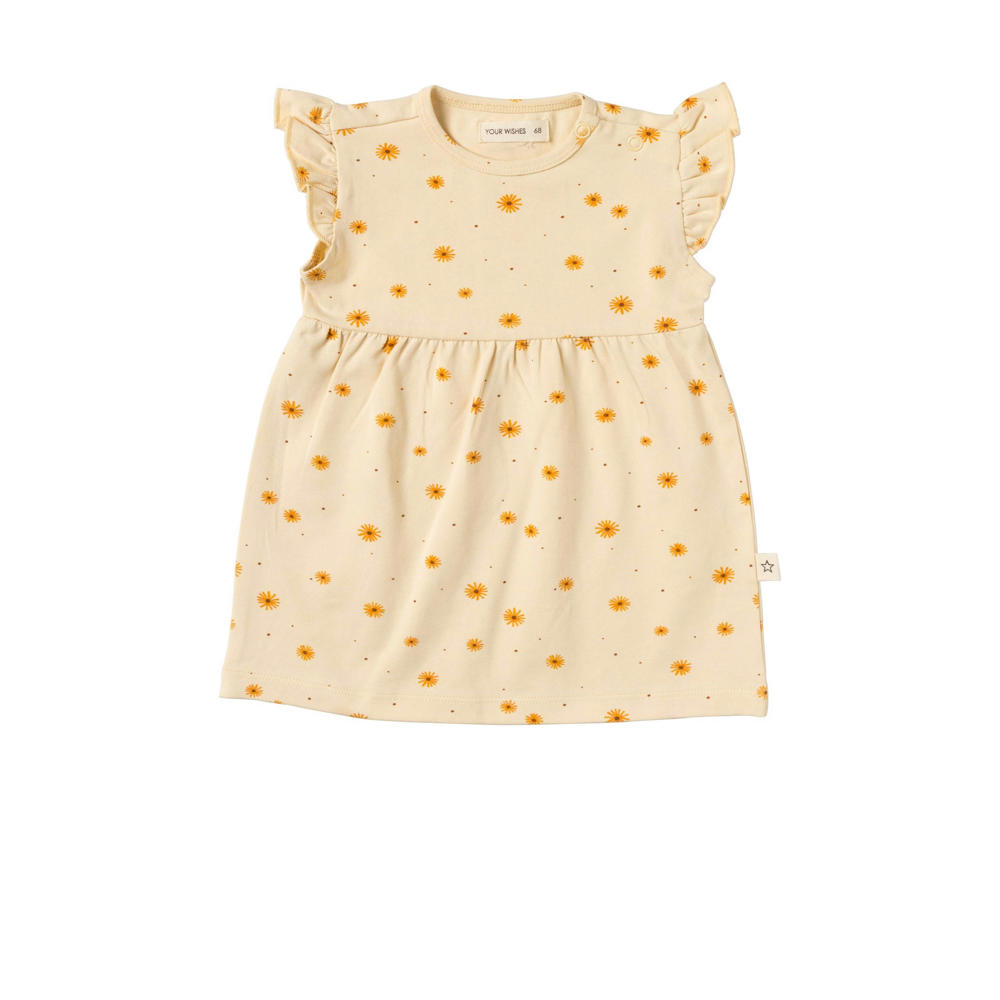Your Wishes gebloemde baby jurk Pleun ecru/geel | kleertjes.com