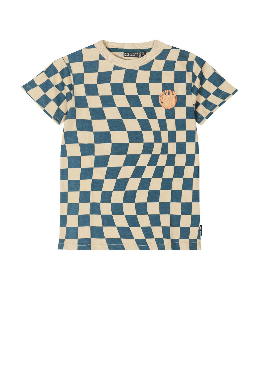Tumble 'n Dry geruit T-shirt Oakland ecru/blauw | kleertjes.com