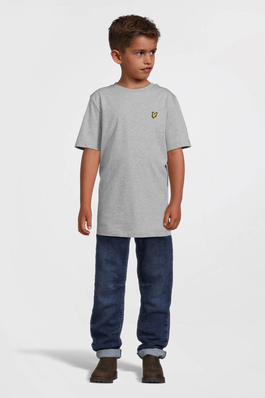 Lyle & Scott gemeleerd T-shirt grijs | kleertjes.com