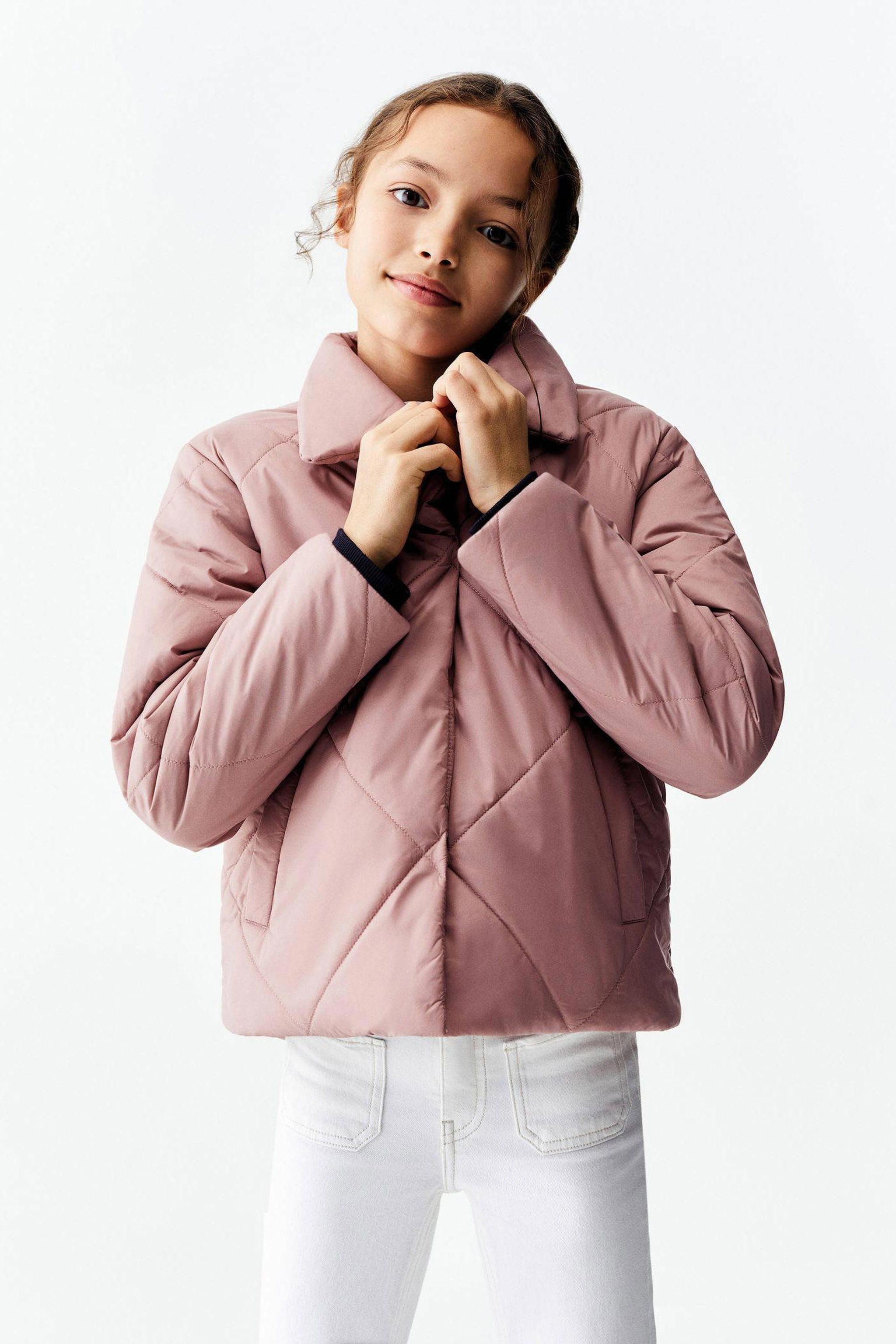 Mango Kids gewatteerde zomerjas poeder roze | kleertjes.com