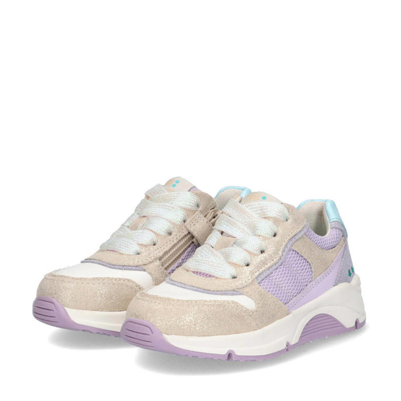BunniesJR Fenna Force chunky leren sneakers beige/lila | kleertjes.com
