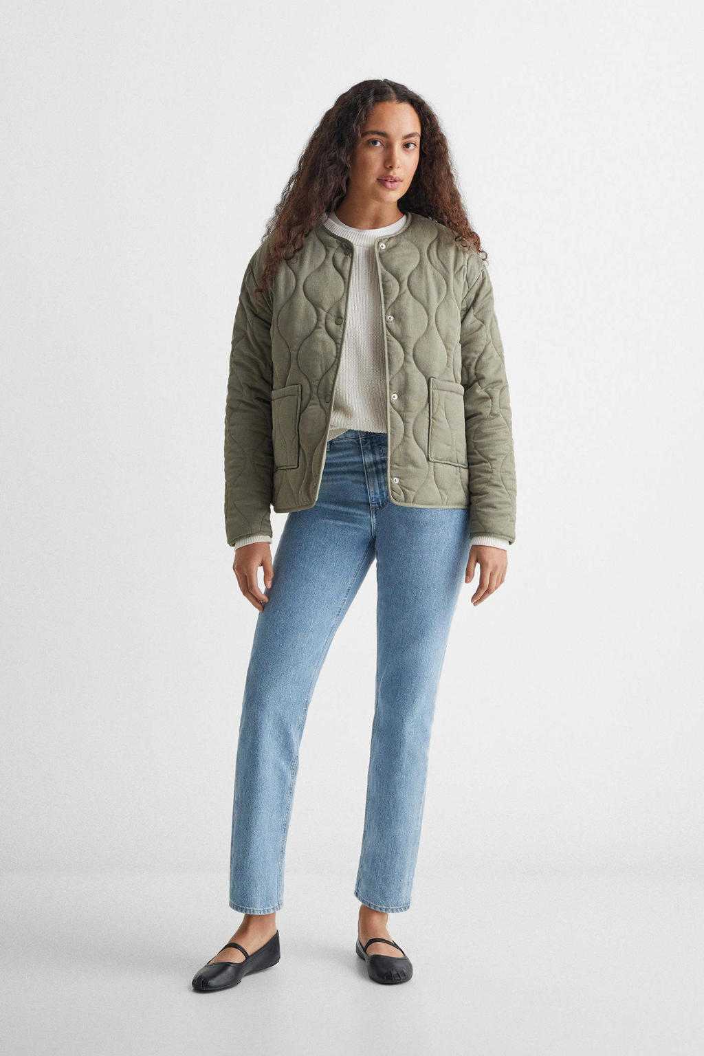 Mango Kids gewatteerde zomerjas mos groen | kleertjes.com