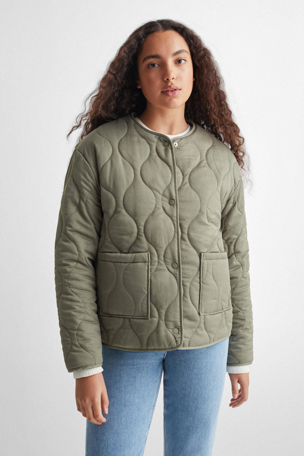Mango Kids gewatteerde zomerjas mos groen | kleertjes.com