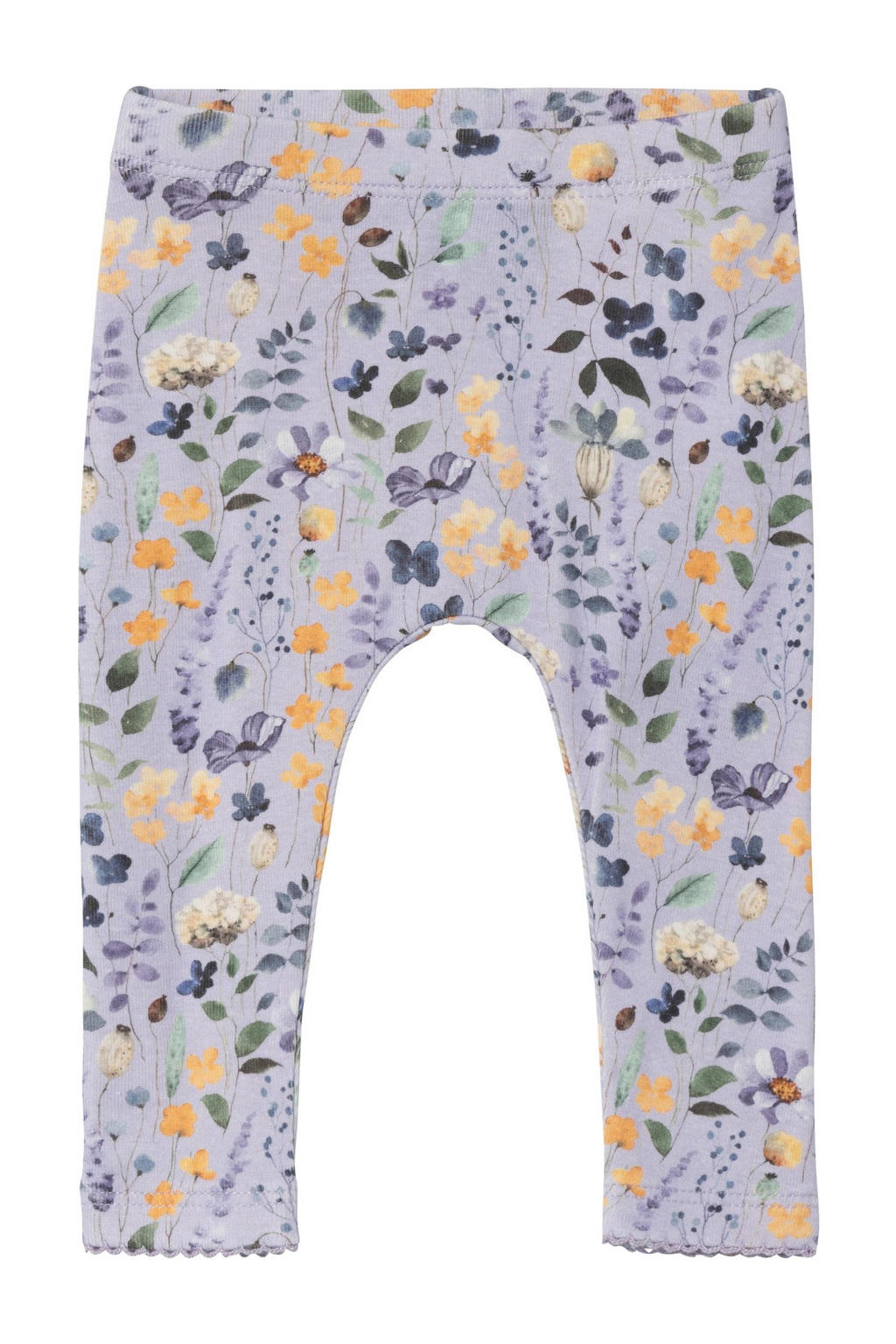 NAME IT BABY baby gebloemde slim fit broek NBFDUSSA lila | kleertjes.com